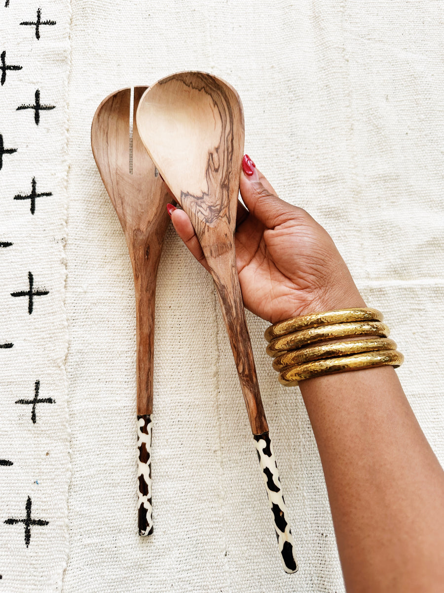Batik Bone Salad Spoon Set – Afrohemien.com